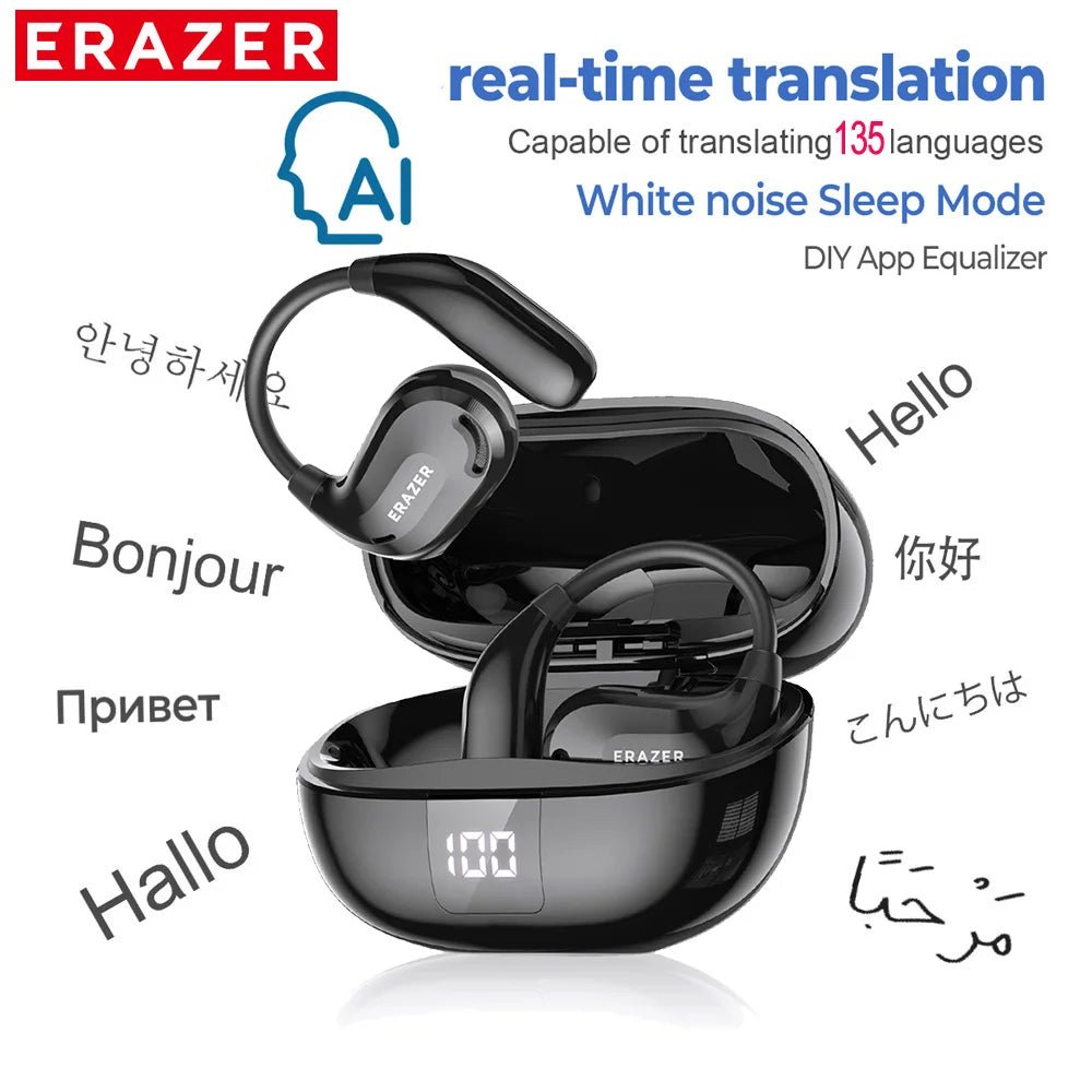 ERAZER XT66PRO AI Translator Earbuds – 135+ Languages, Waterproof, 90H – Vynori